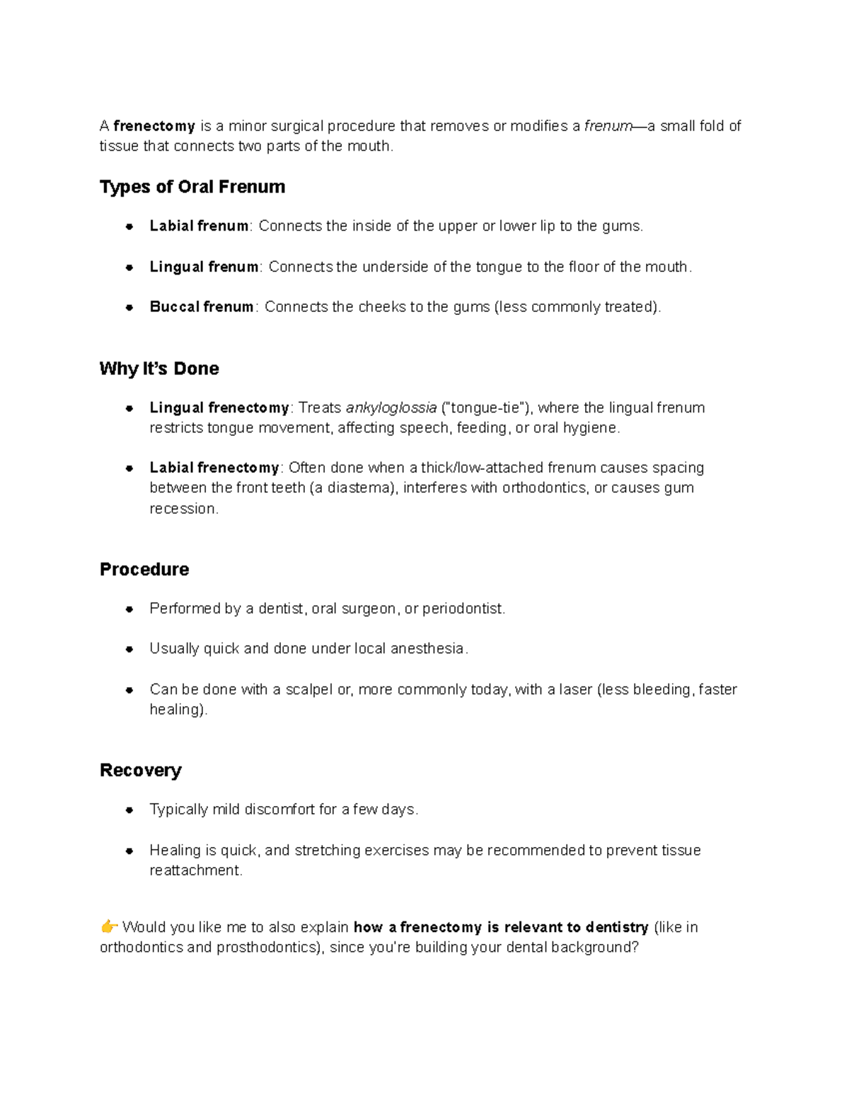 Frenectomy Overview: Types, Procedures, and Recovery - Studocu