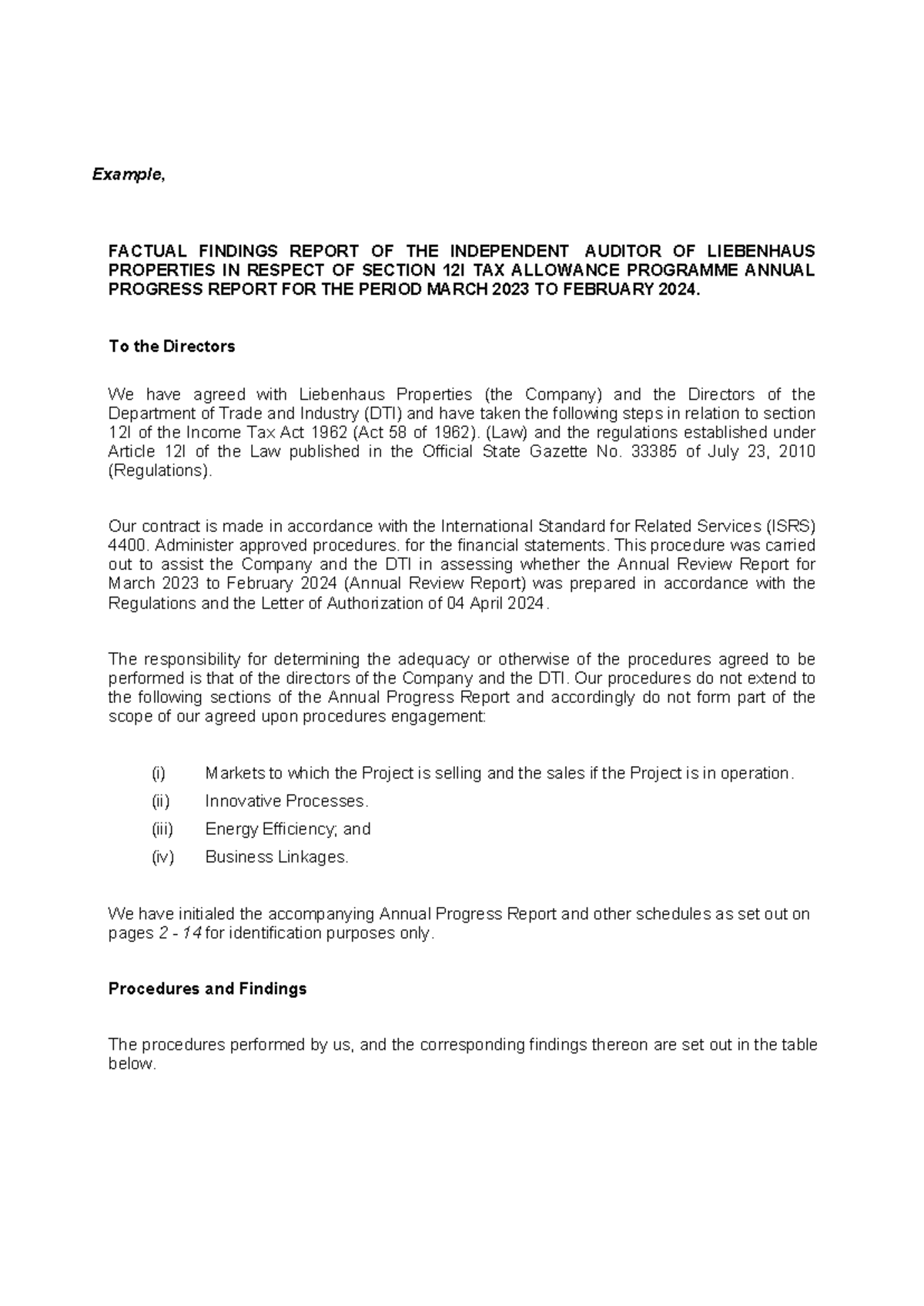 AUE 2C - Annual Progress Report on Section 12I Tax Allowance - Studocu