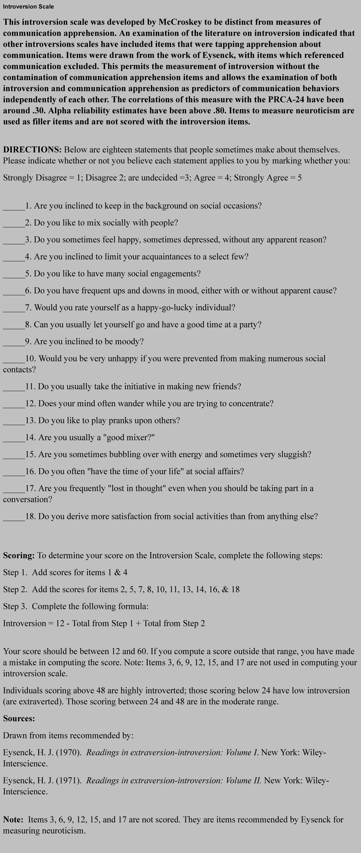 Introversion Scale Assessment: A Comprehensive Measure of Traits - Studocu