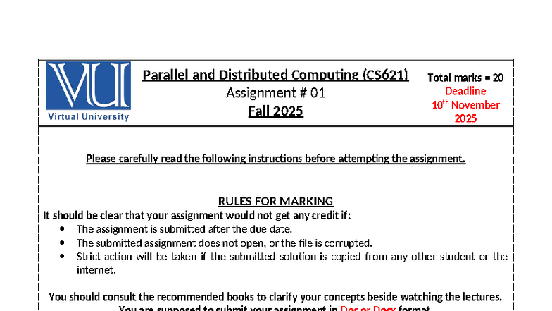 CS621 Parallel and Distributed Computing - Assignment 01 Guidelines - Studocu