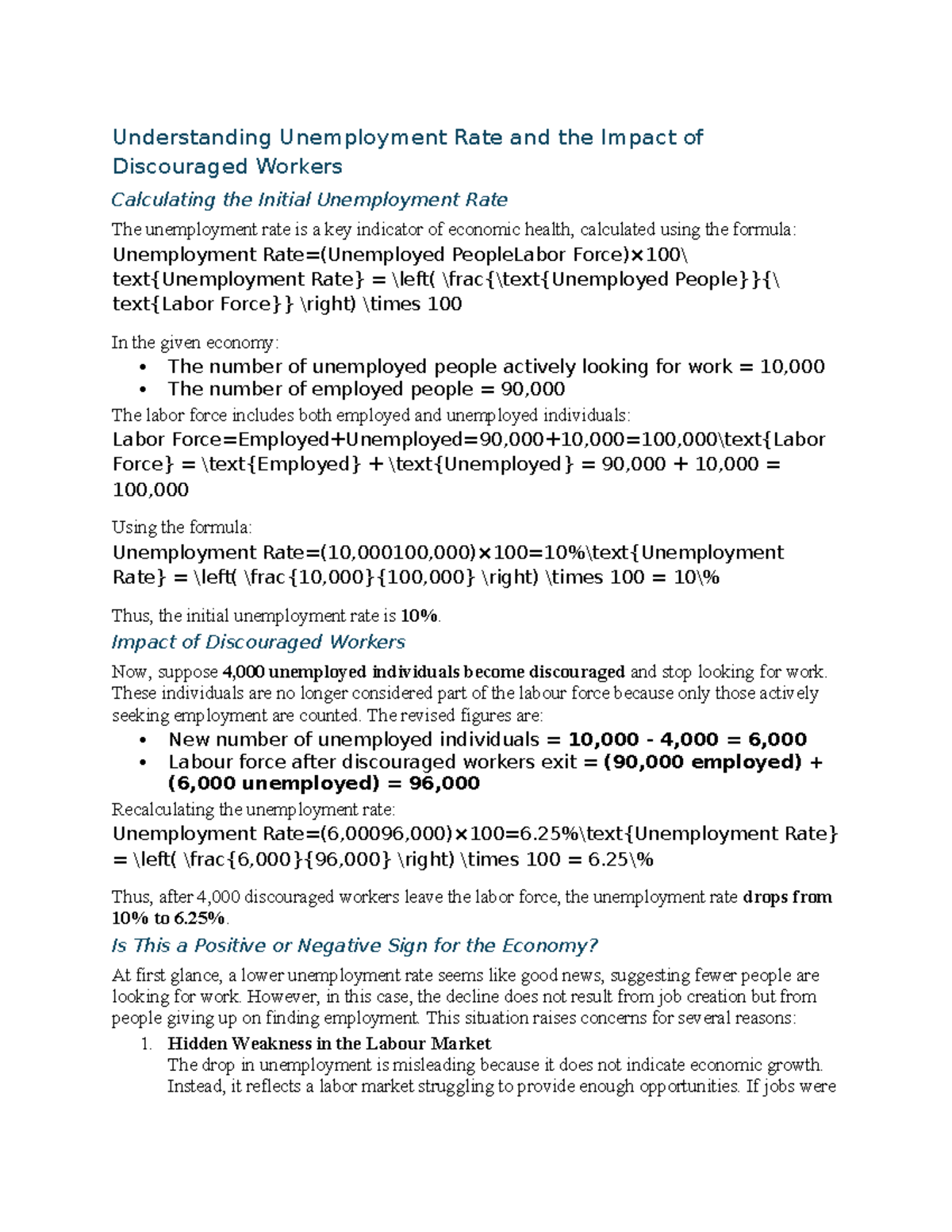 Understanding Unemployment Rate & Discouraged Workers (ECO 101) - Studocu
