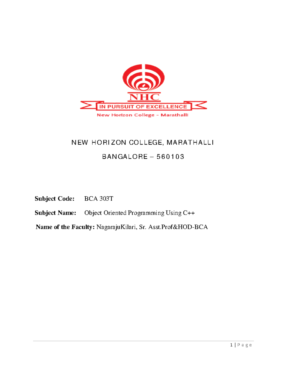 3 SEM - Object Oriented Programming Using C++ Notes - NEW HORIZON ...