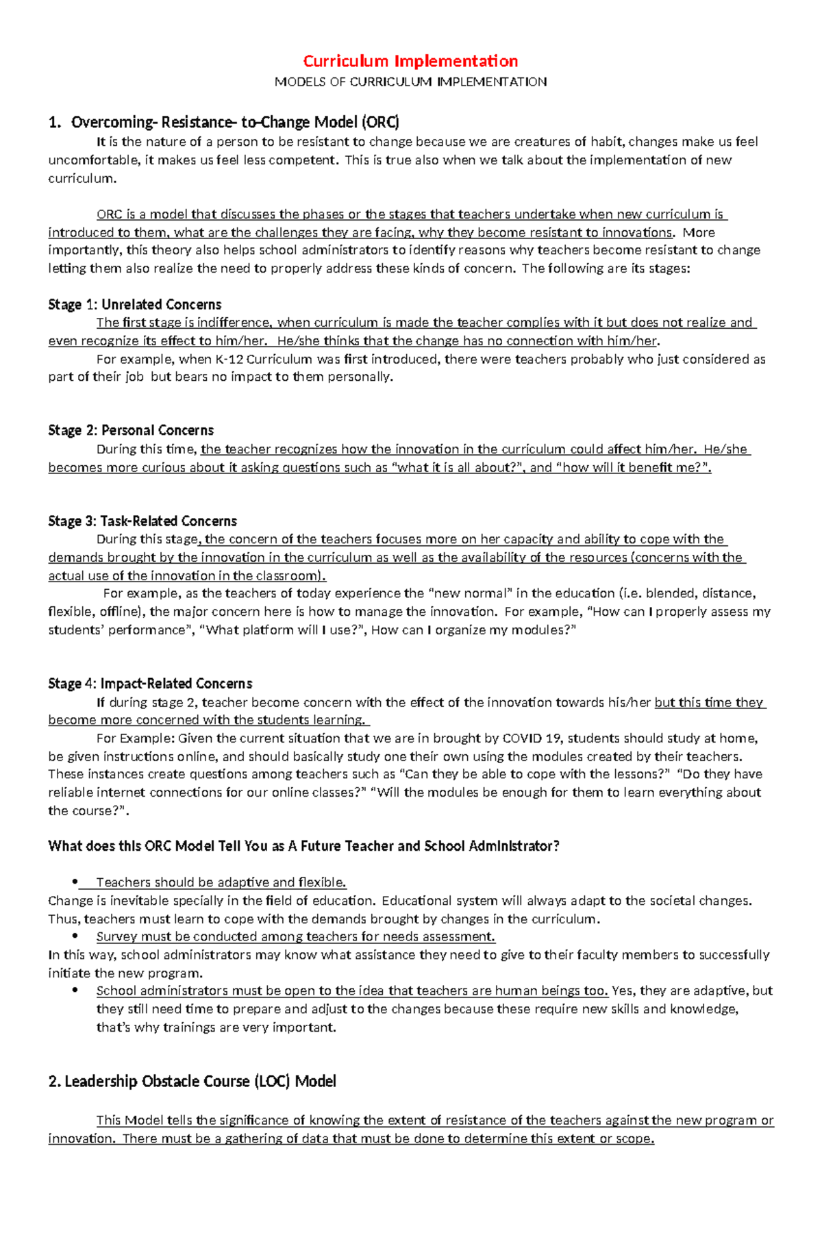 Ed-5 Curriculum Implementation: Key Models and Factors for Success ...
