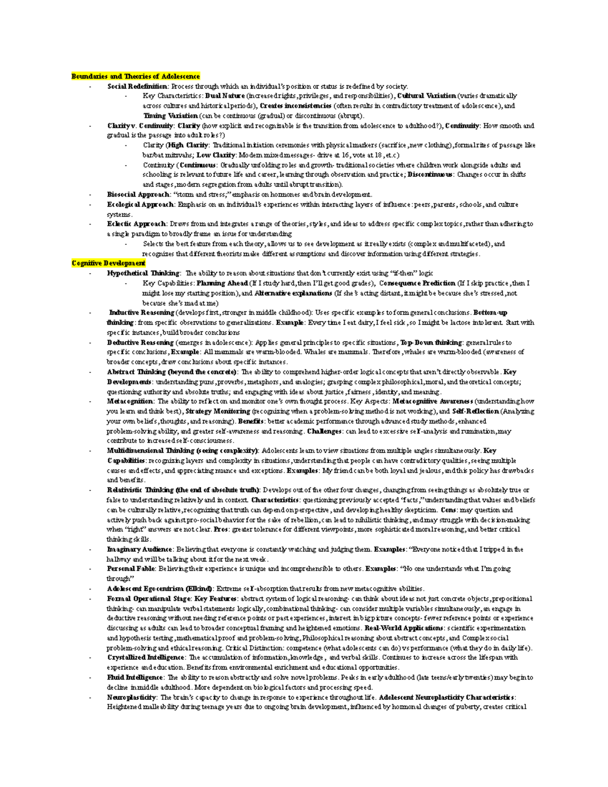 Adolescent Development Theories & Research Methods Cheat Sheet - Studocu