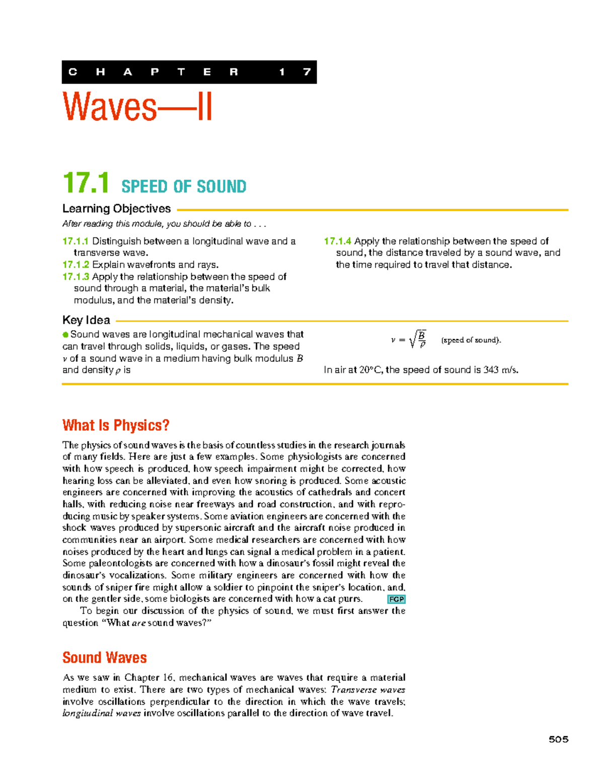 Chapter 17: Speed of Sound - Fundamentals of Physics (Vol 1) - Studocu