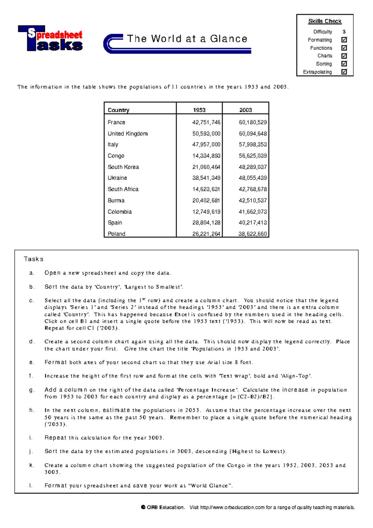 Skills Check: World at a Glance - Population Data Analysis (09a) - Studocu