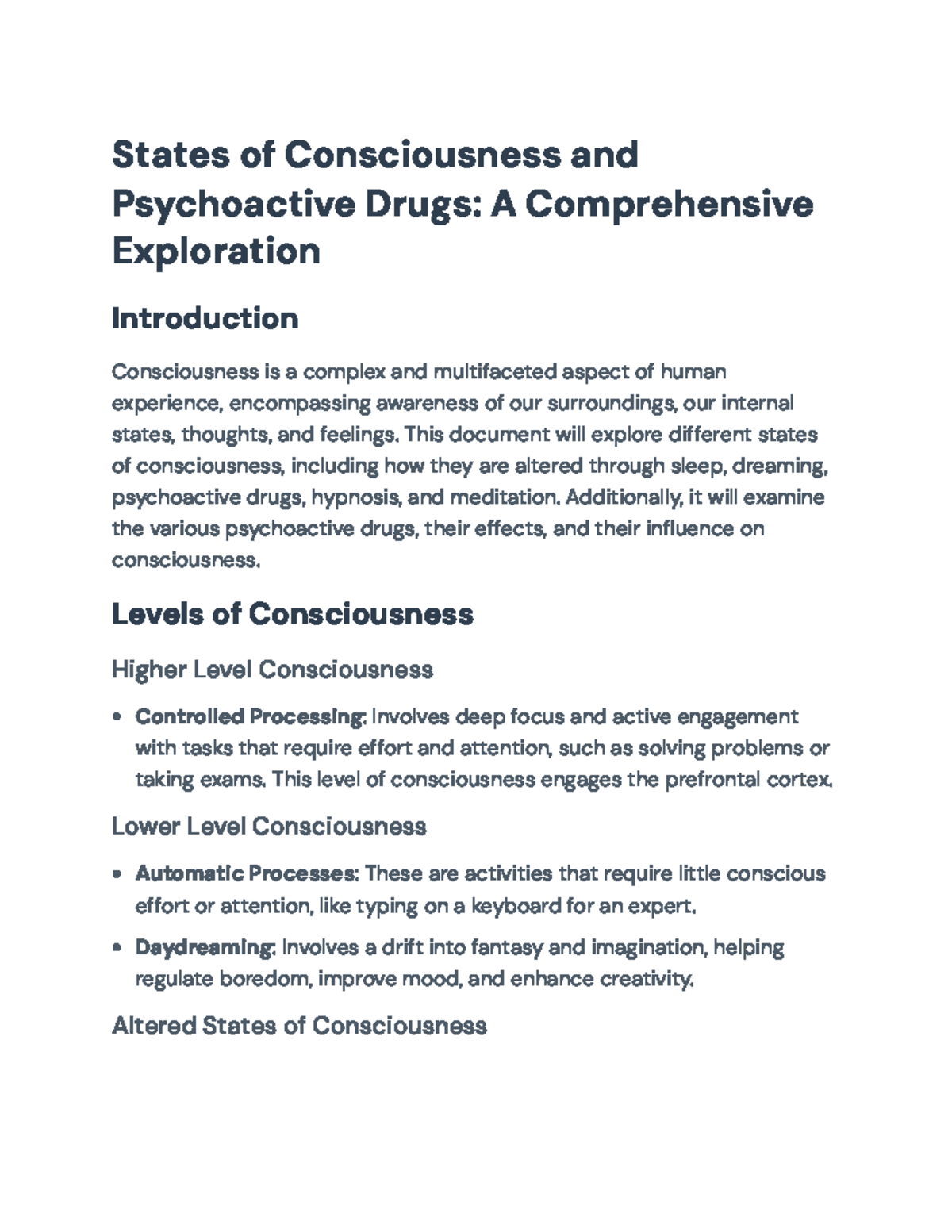 Exploring Consciousness and Psychoactive Drugs: A Detailed Overview ...