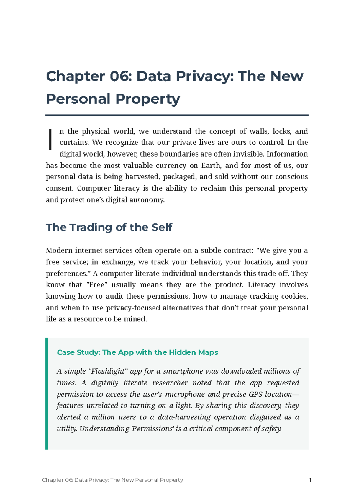 Chapter 06: Data Privacy & Digital Autonomy - A Case Study - Studocu