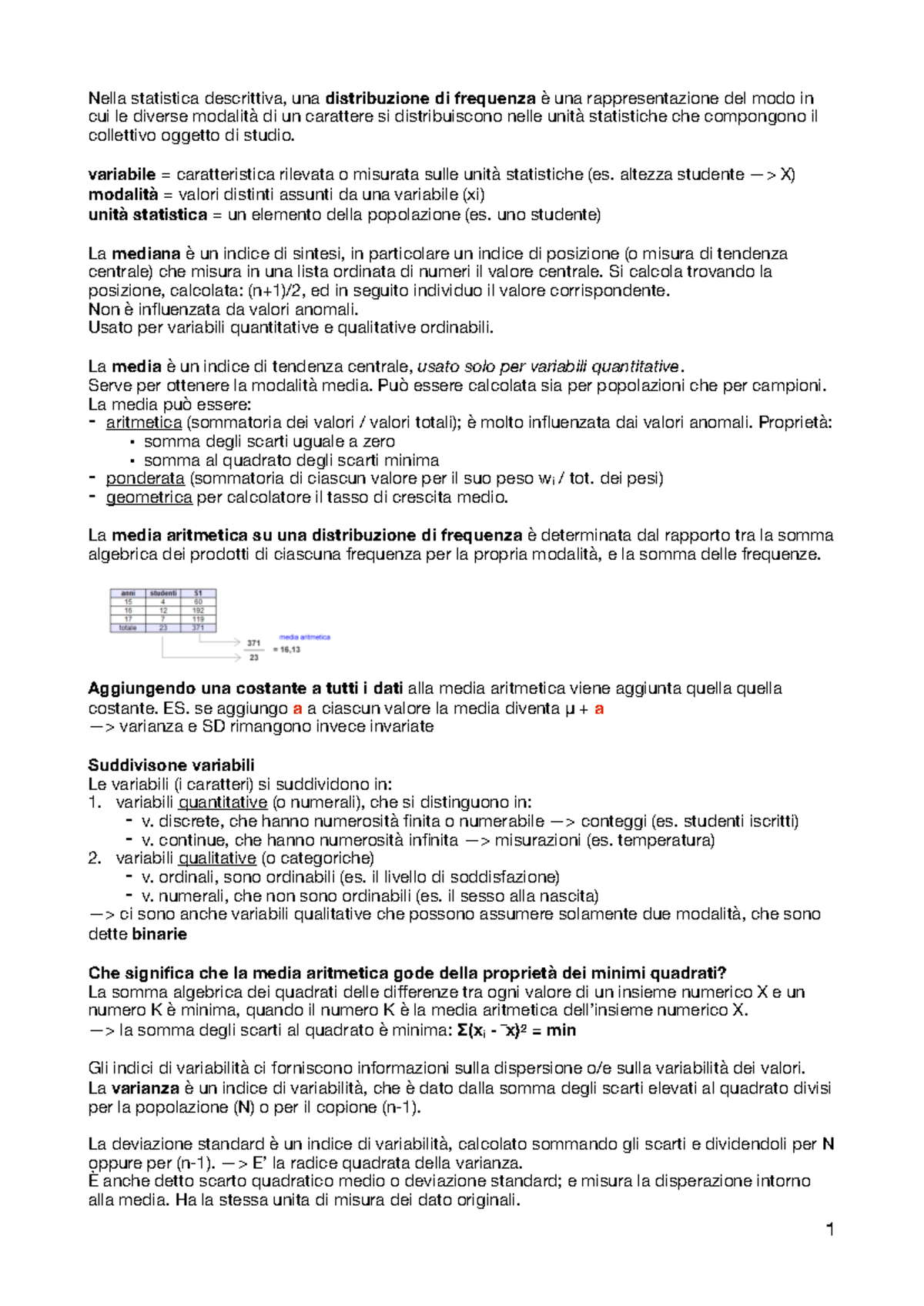 Riassunto per Domande Esame Orale - Nella statistica descrittiva, una distribuzione di frequenza ...