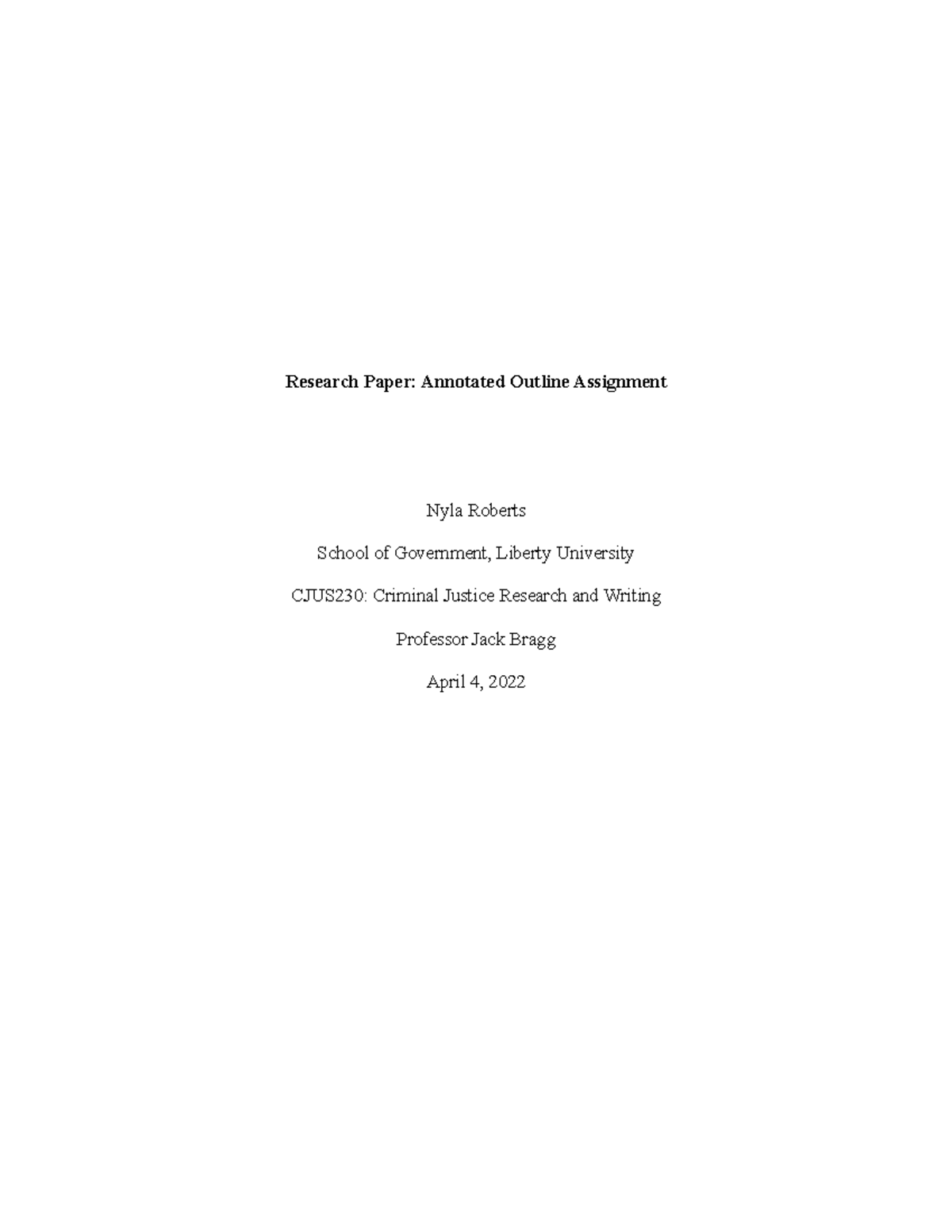 CJUS230: Annotated Outline for Research Paper on Capital Punishment ...