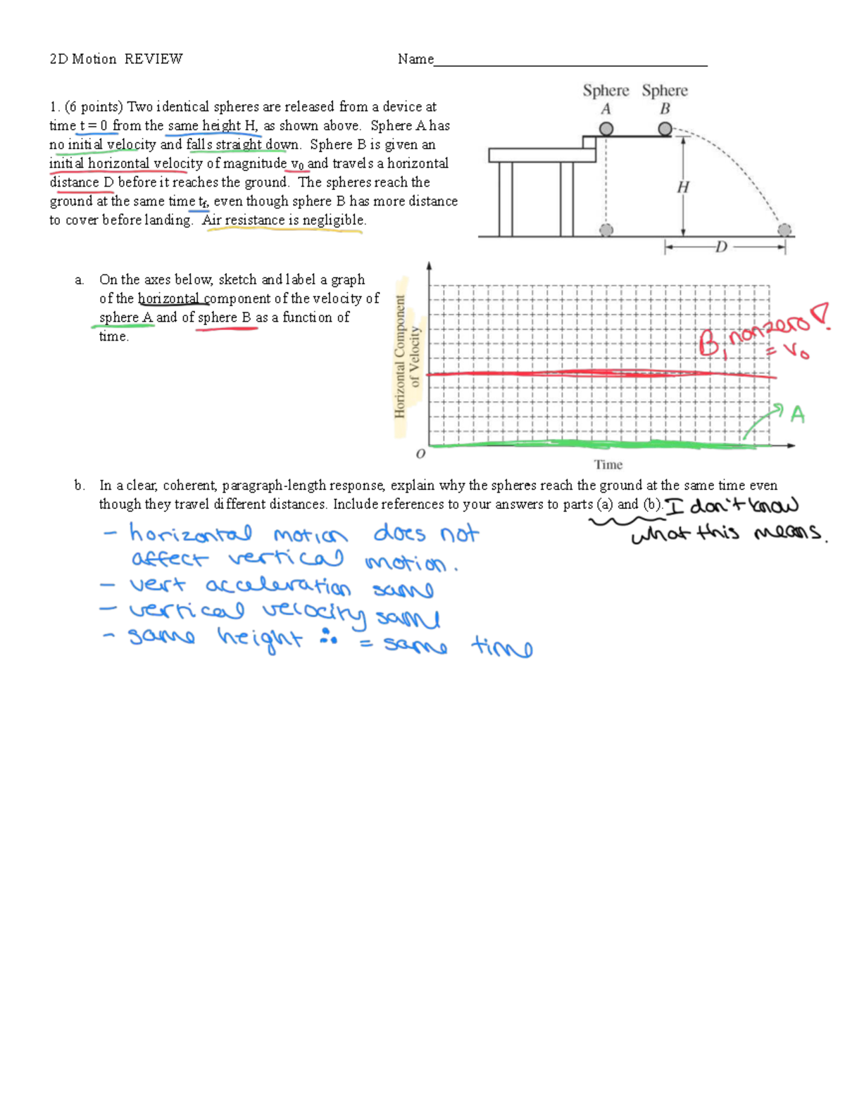 2D Motion REVIEW and KEY for Physics Midterm Exam - Studocu