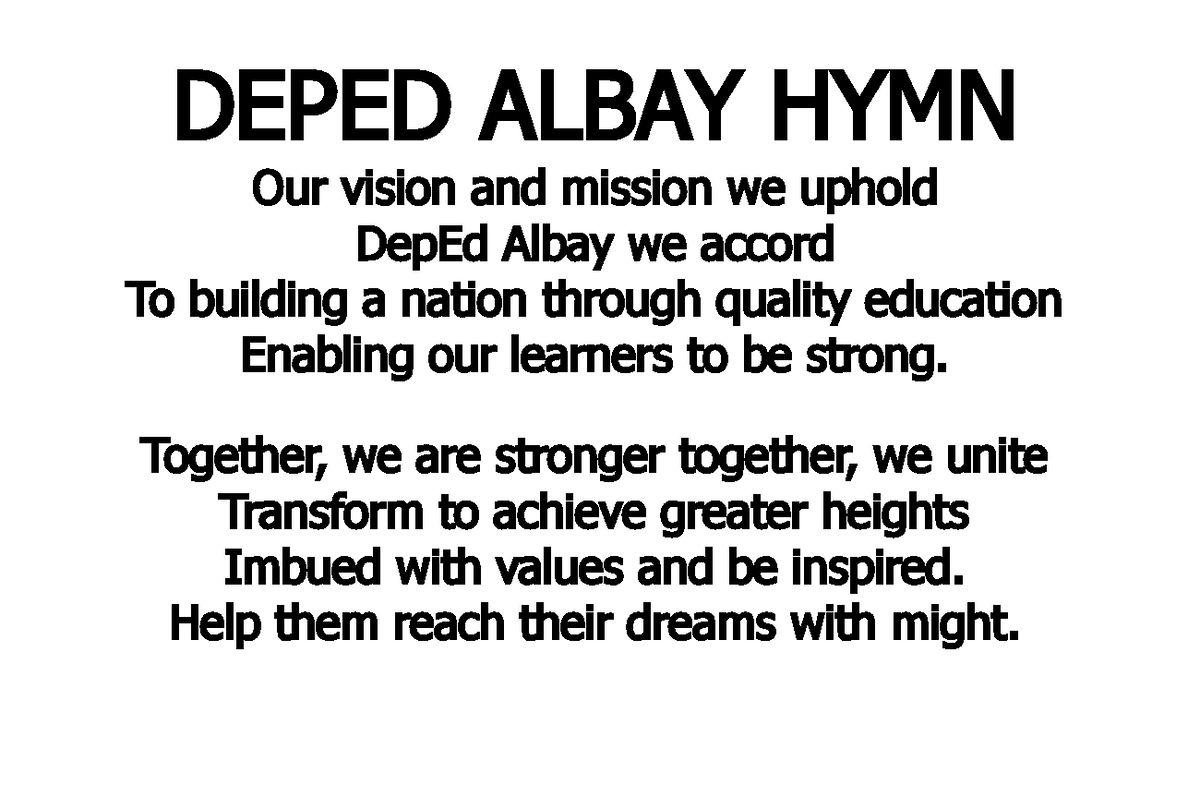 DEPED ALBAY HYMN: Unity and Strength in Education - Studocu