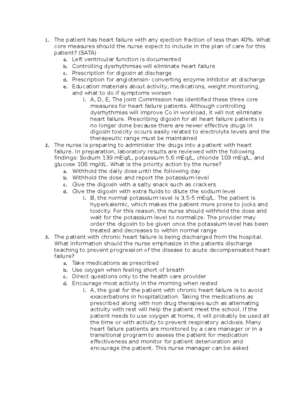 Ch. 34 heart failure review questions - The patient has heart failure ...
