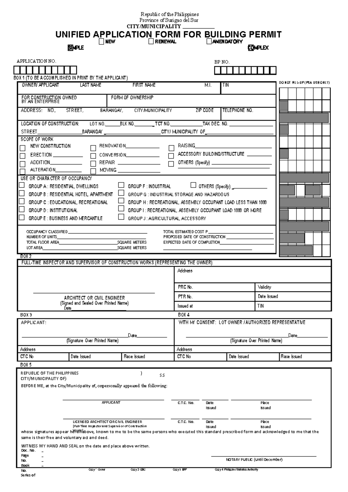 Unified Building Permit Application Form - Philippines - Studocu