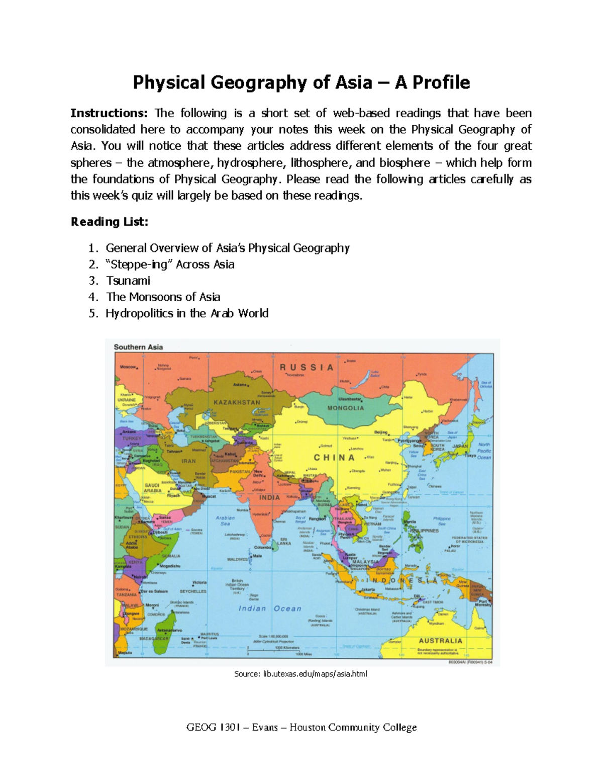 Physical Geography Profile: Asia - Key Notes and Insights - Studocu
