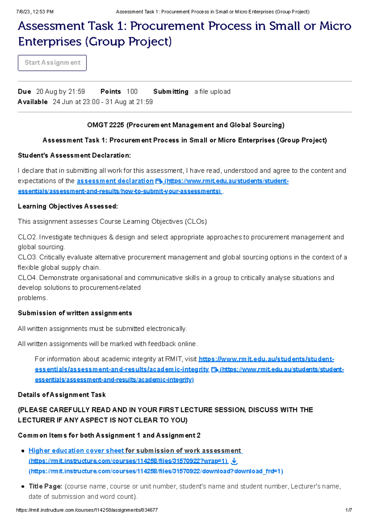 Assessment Task 1 Procurement Process in Small or Micro Enterprises ...