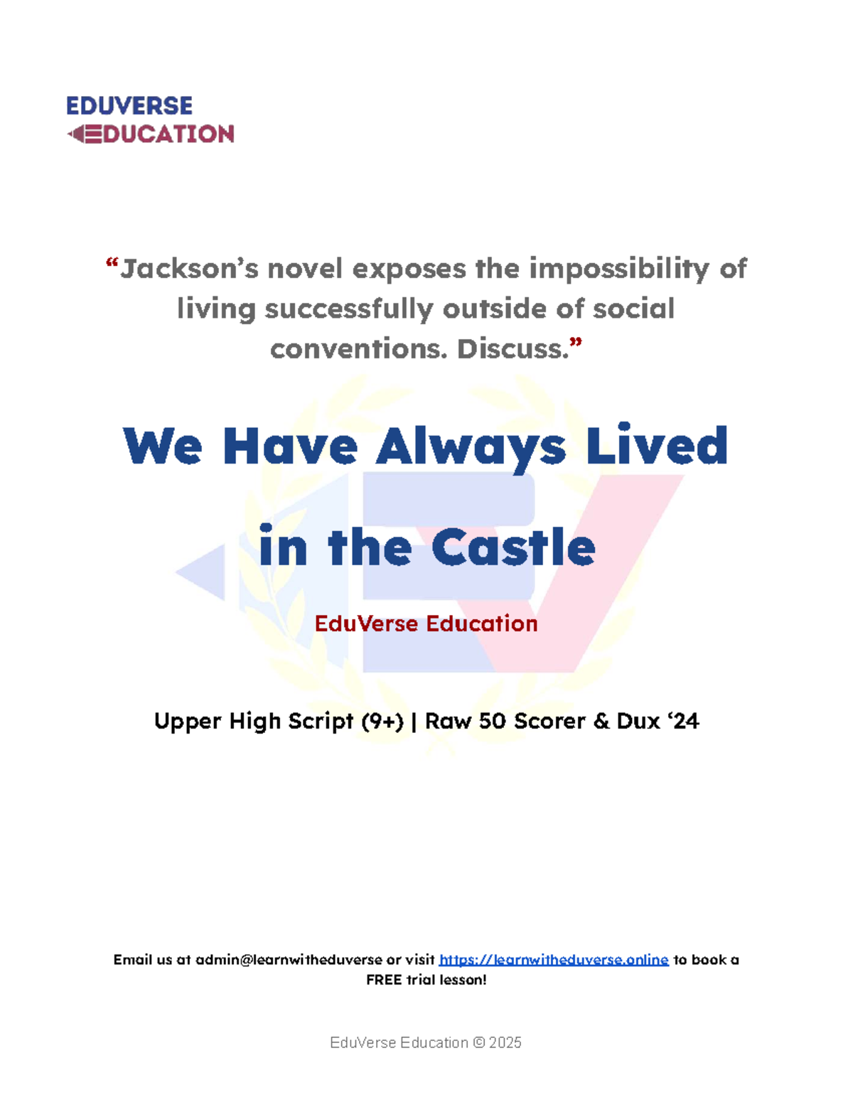 We Have Always Lived in the Castle: A Study of Social Conventions ...