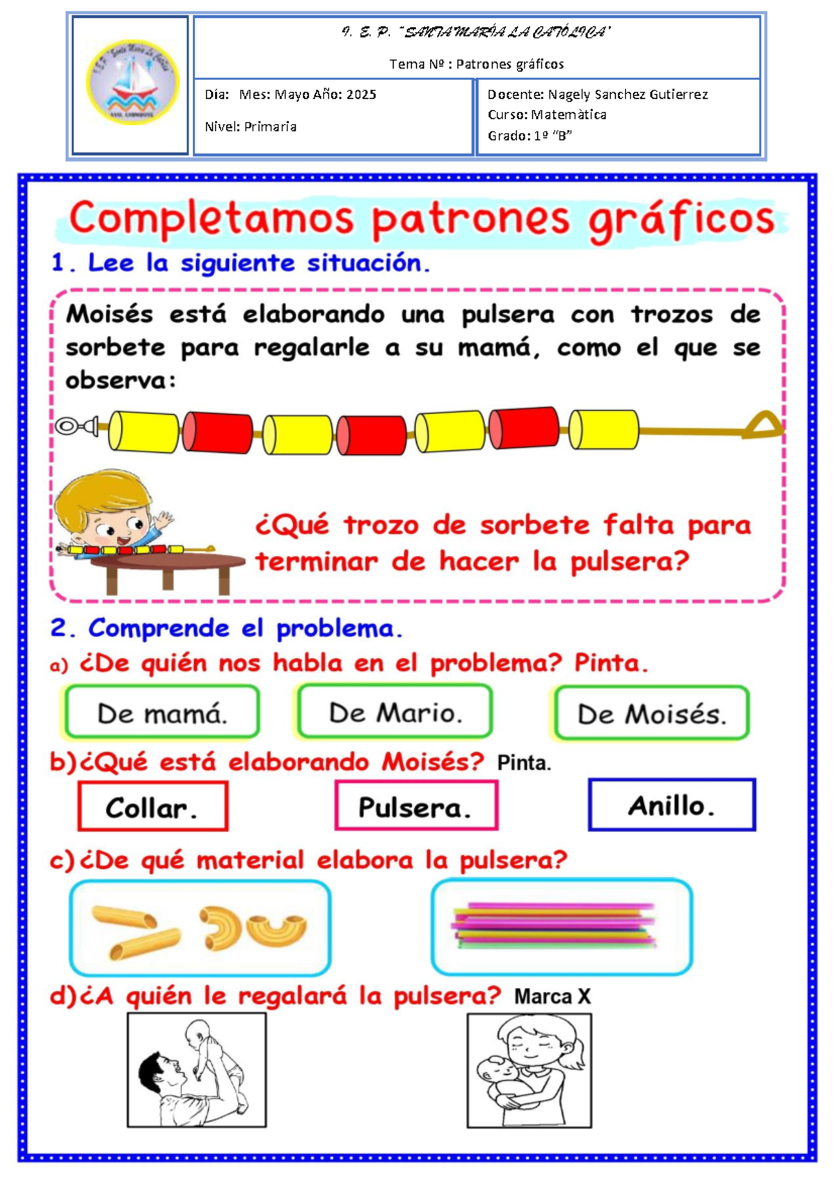 Patrones Gráficos en Matemática - 1º Grado - I.E.P. MARÍA LA - Studocu