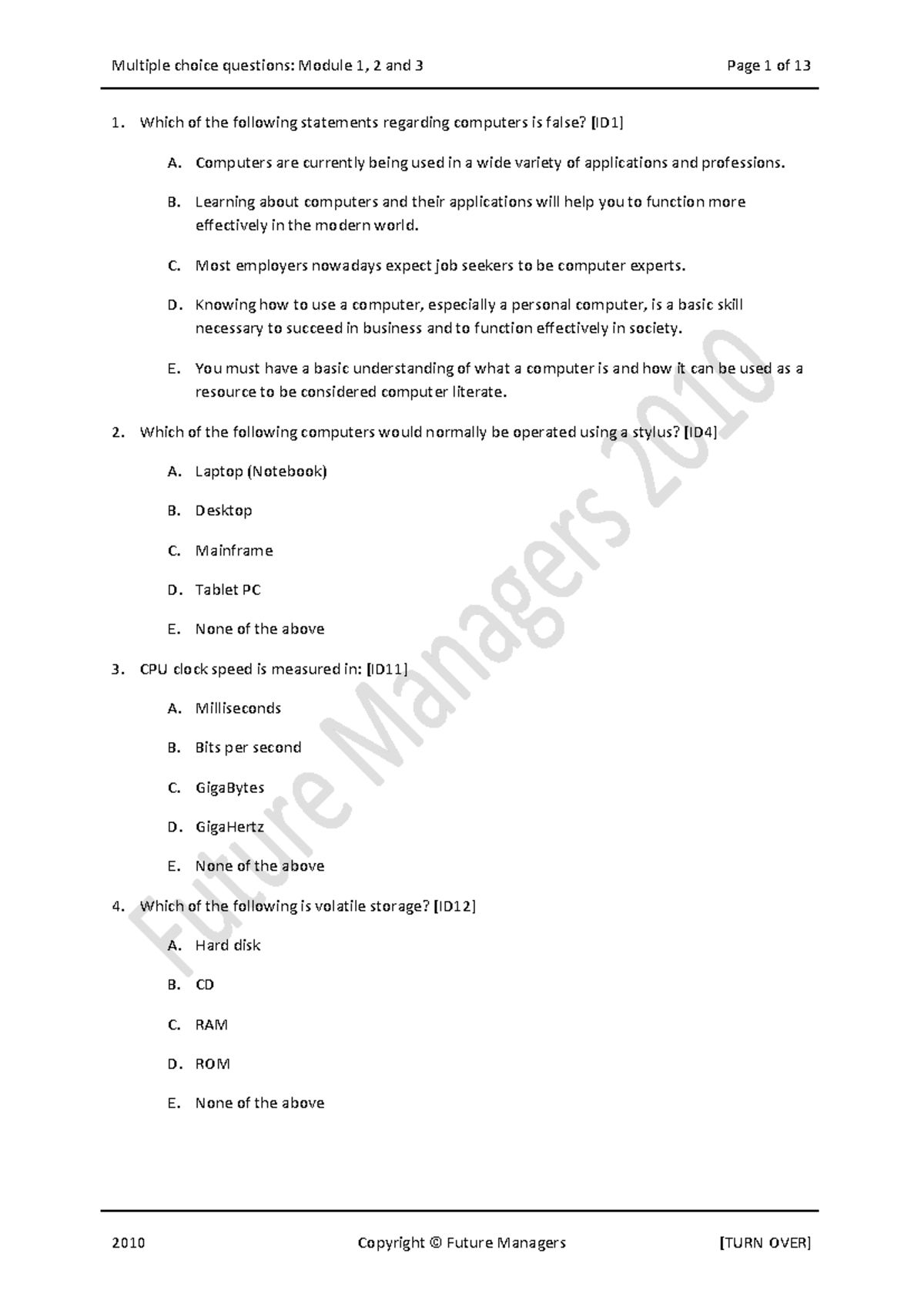 EUC1501 Multiple Choice Questions: Modules 1, 2, and 3 - Studocu