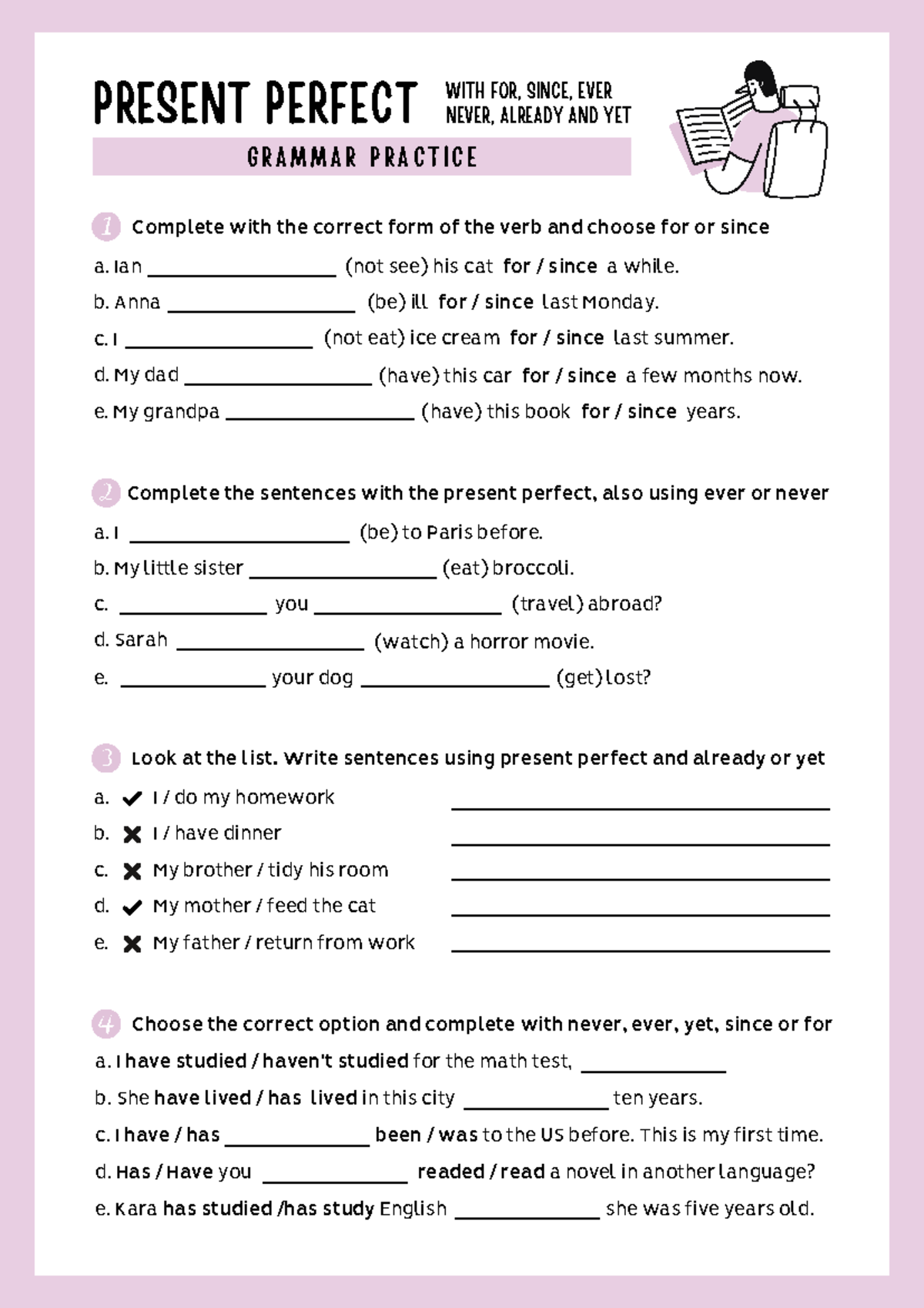 Present Perfect Grammar Practice Worksheet (ENG 101) - Studocu