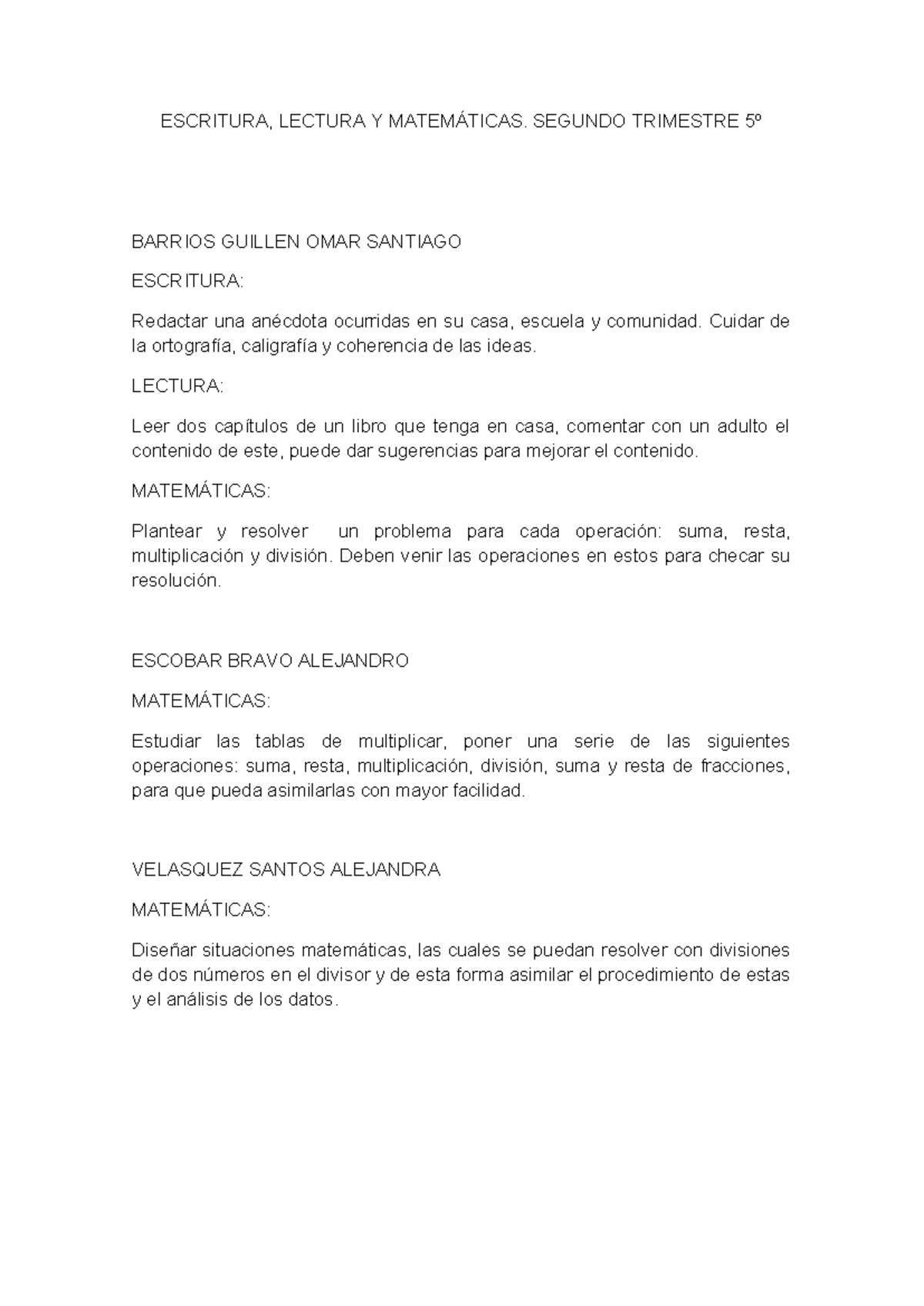 Escritura, Lectura Y Matematicas 5º - ESCRITURA, LECTURA Y MATEMÁTICAS ...