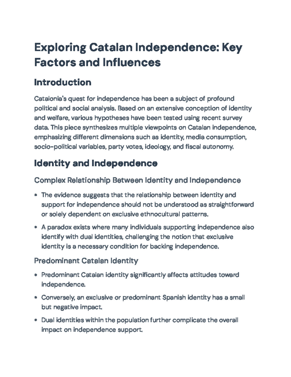 Exploring Catalan Independence: Key Influences and Factors Analysis ...