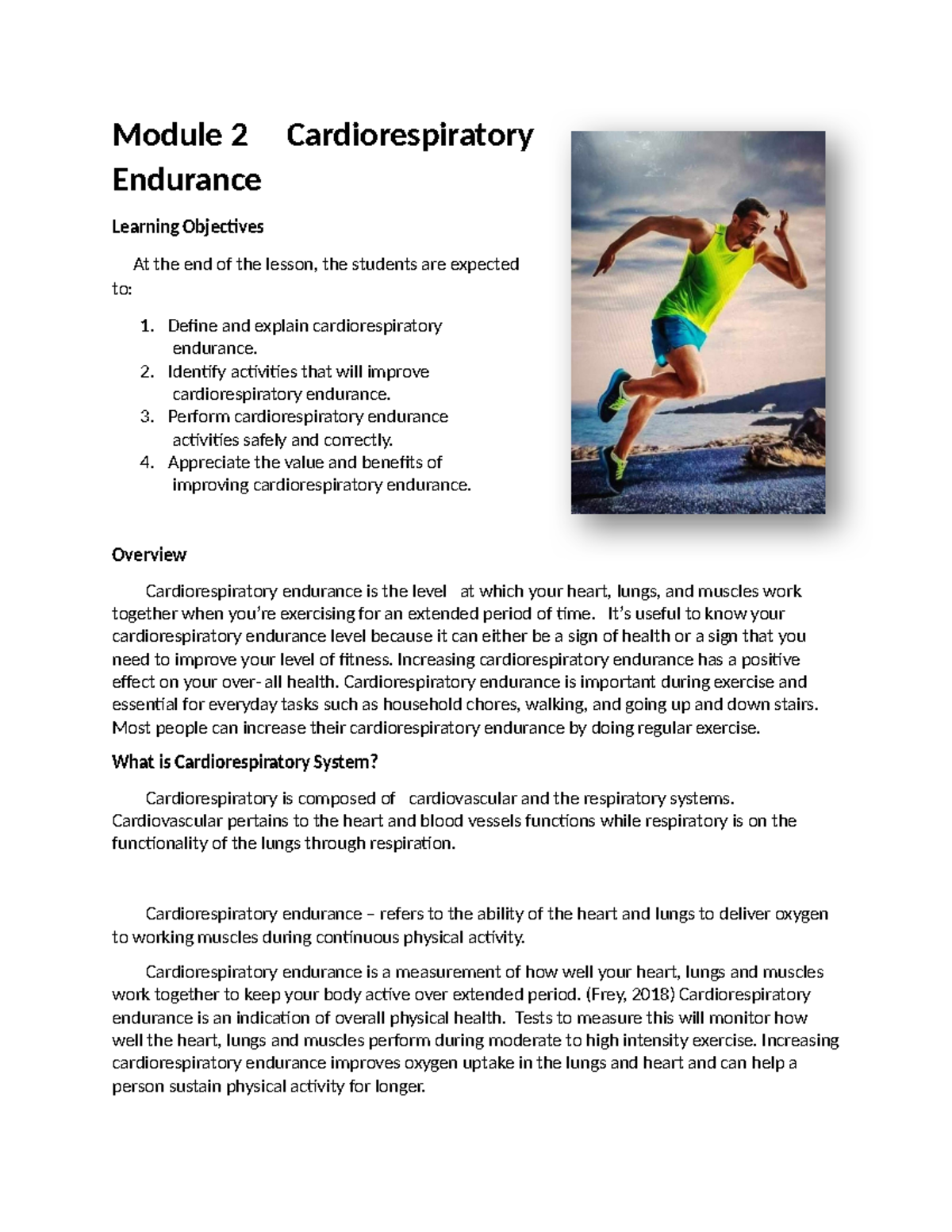 Pathfit Cardio - Module 2: Cardiorespiratory Endurance Review - Studocu