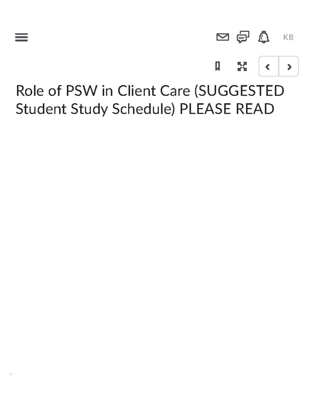 Role of PSW in Client Care: Suggested Study Schedule (KNPS) - Studocu