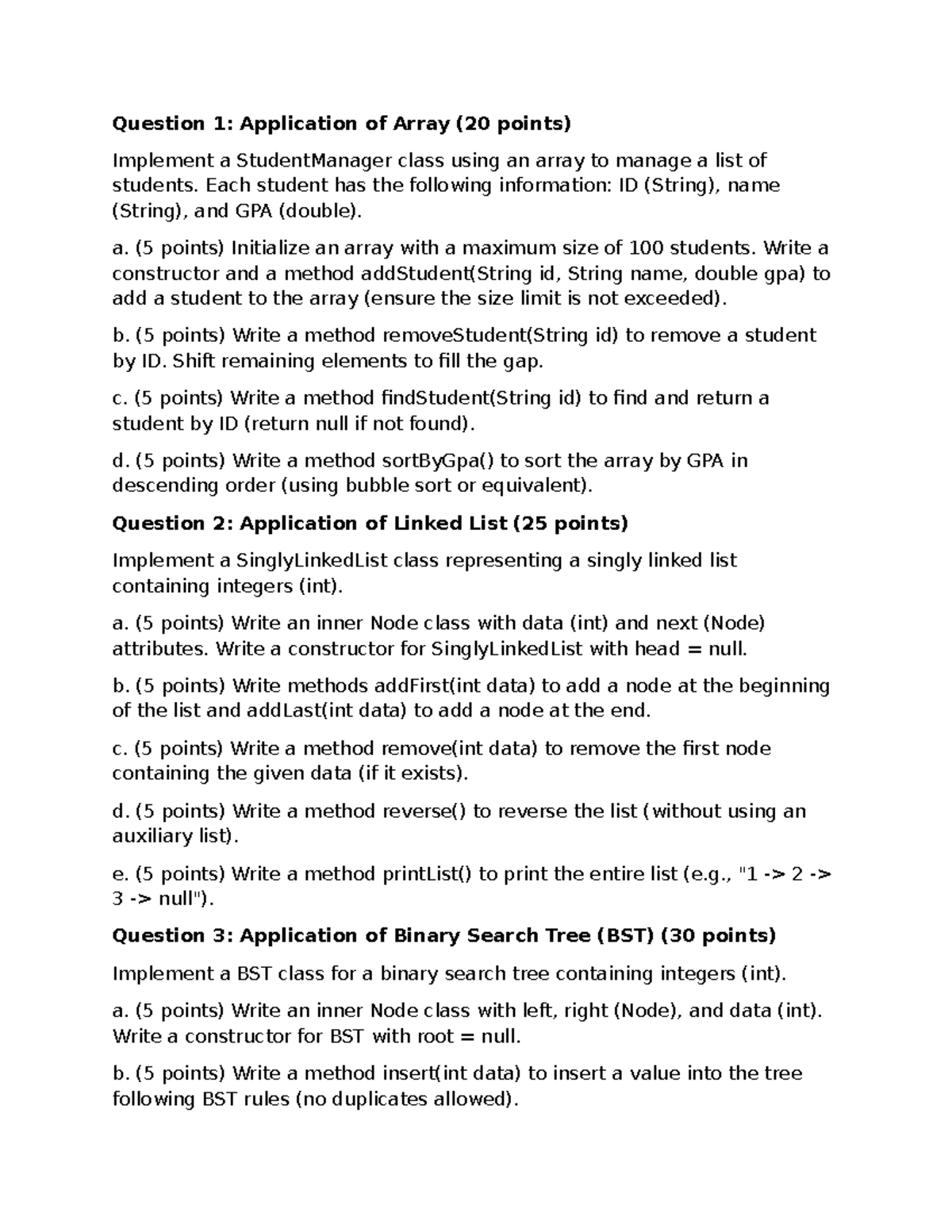 Practical 2: Data Structures Implementation (25FA) - Studocu