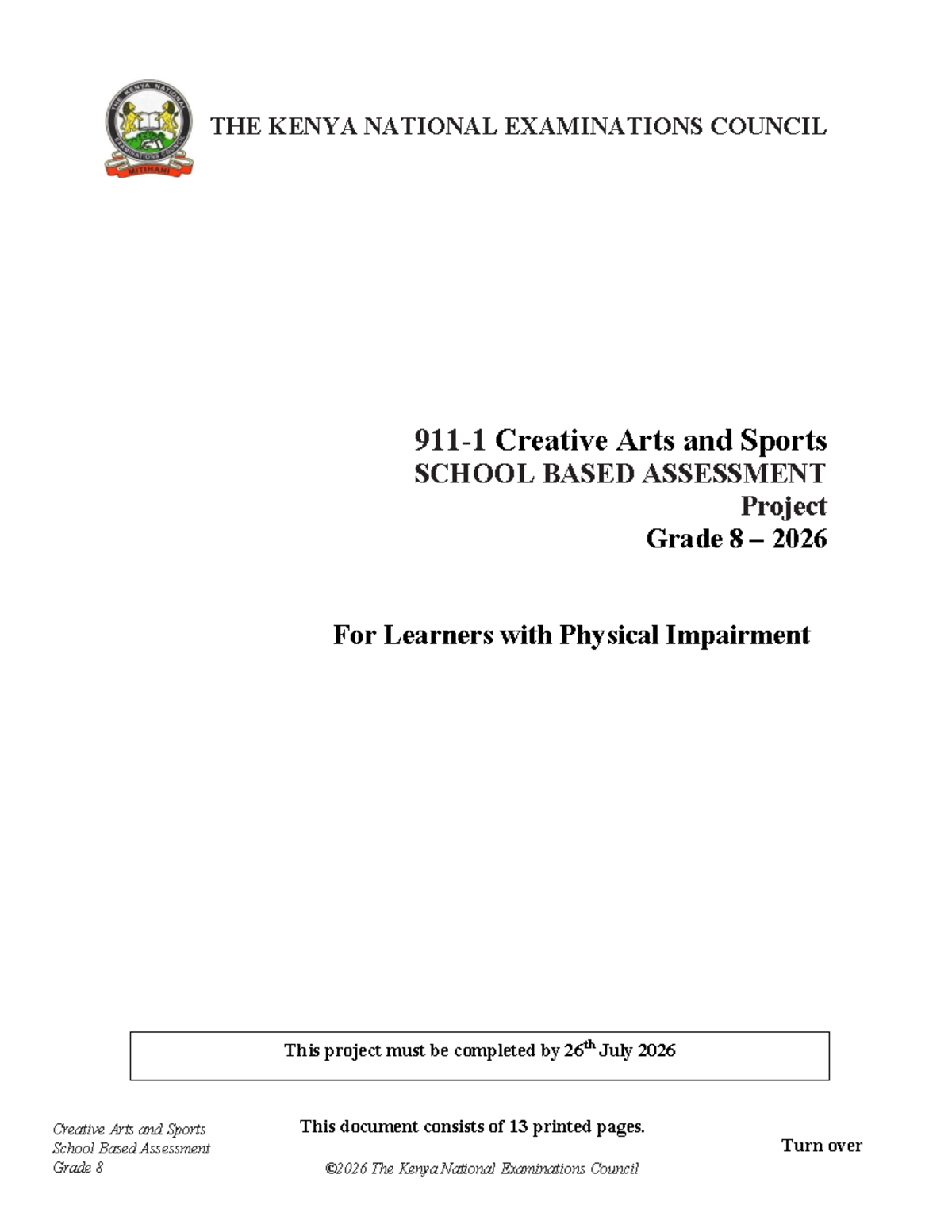 Grade 8 CAS SBA Project 2026: Creative Arts & Sports Assessment - Studocu