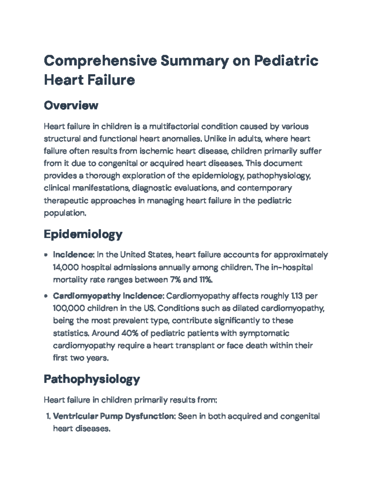 Comprehensive Overview of Pediatric Heart Failure Management ...