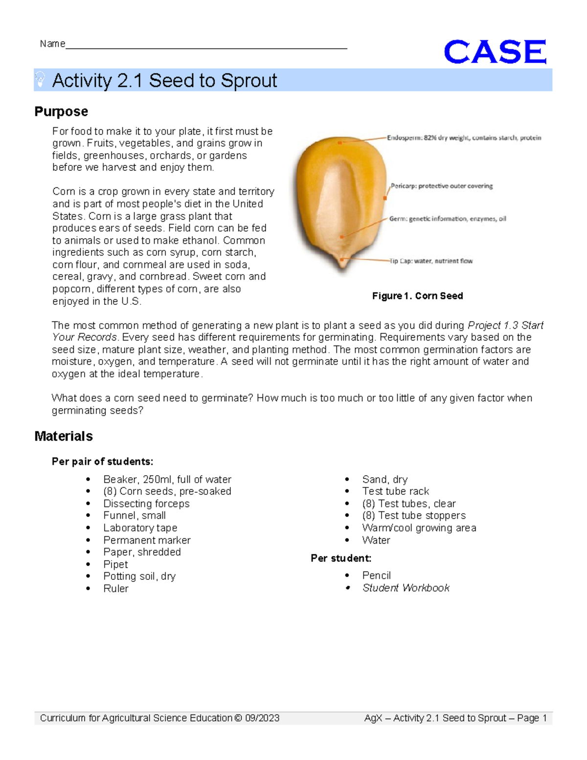 Activity 2 1Seed Sprout - Name ...