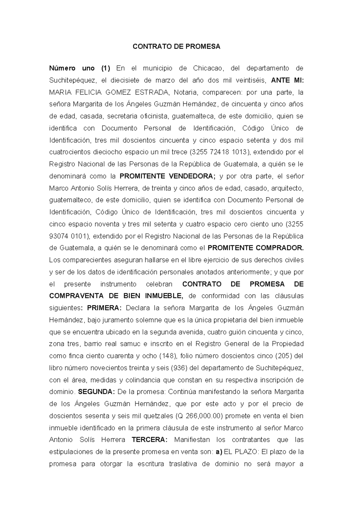 Ejemplos de Contrato de Promesa y Mandato (2026) - Studocu