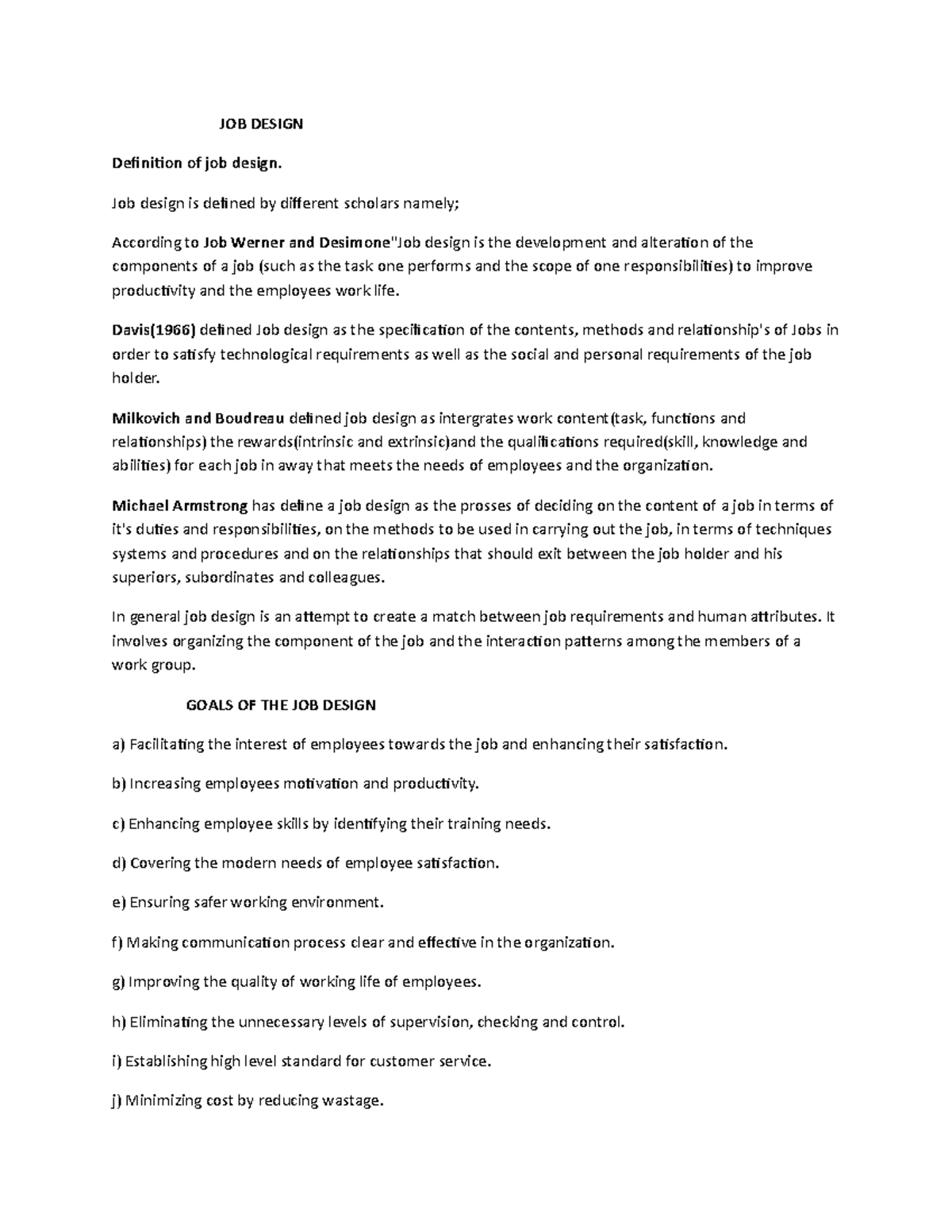 Job Design Principles and Methods for Improved Productivity - Studocu