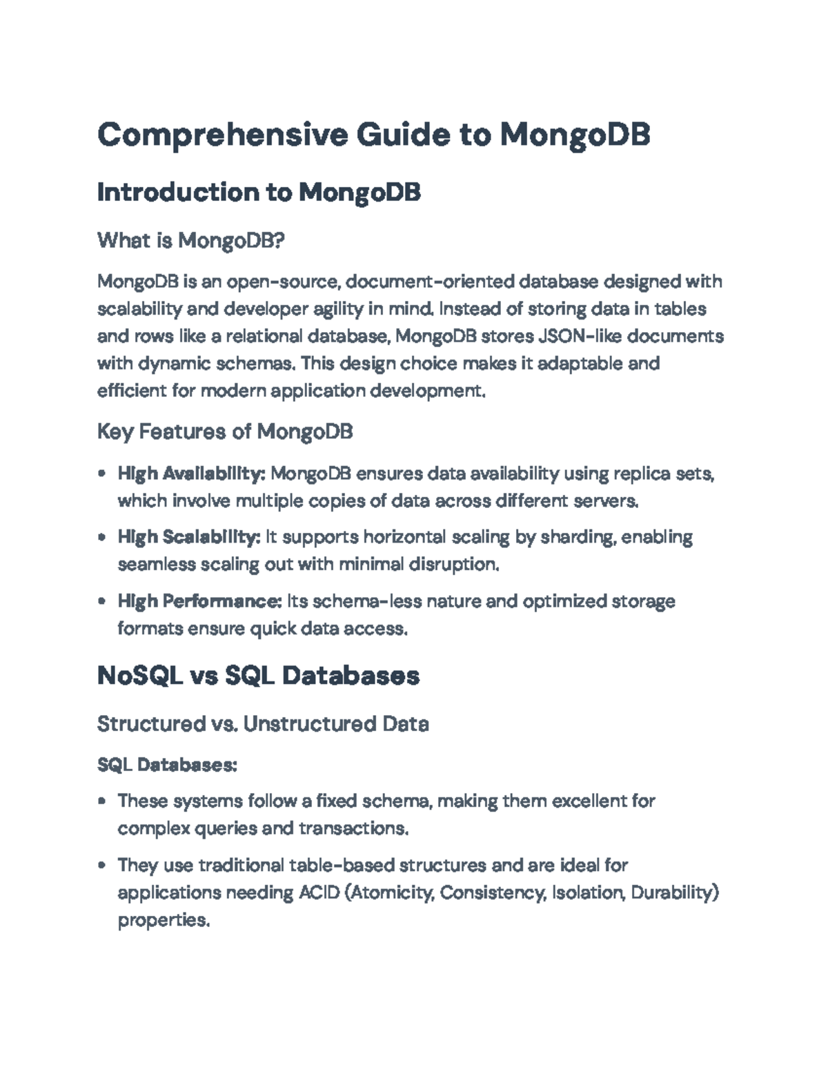Comprehensive Guide to MongoDB: Setup, Features, and Querying - Comprehensive Guide to MongoDB ...
