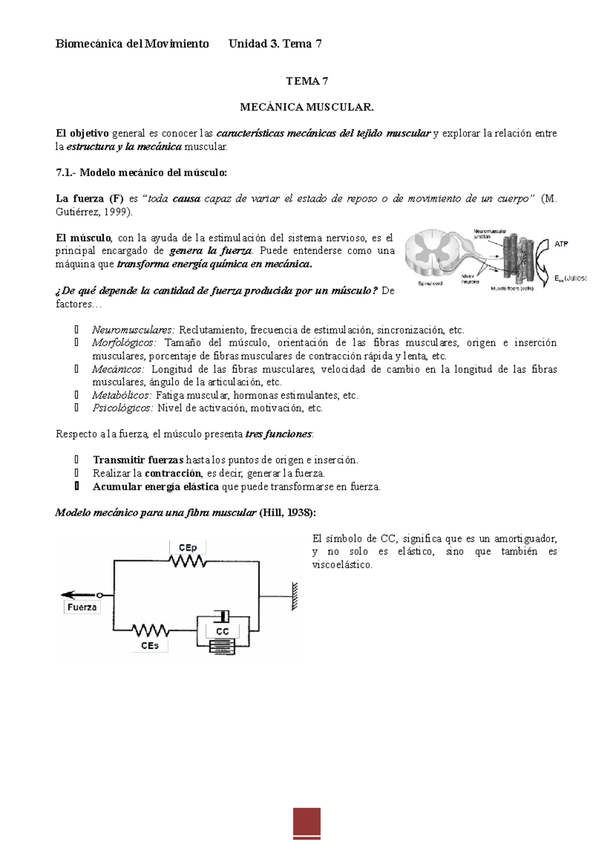 Tema 7: Mecánica Muscular y Biomecánica del Movimiento (Unidad 3) - Studocu