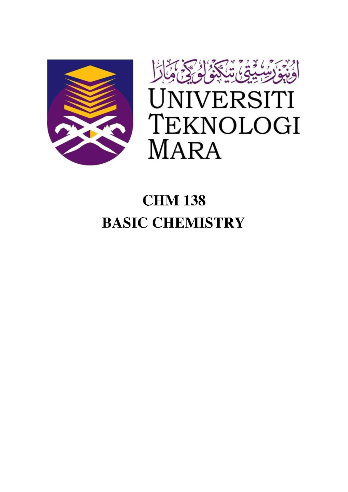 LAB Report CHM 138 - General Chemistry - UiTM - Studocu