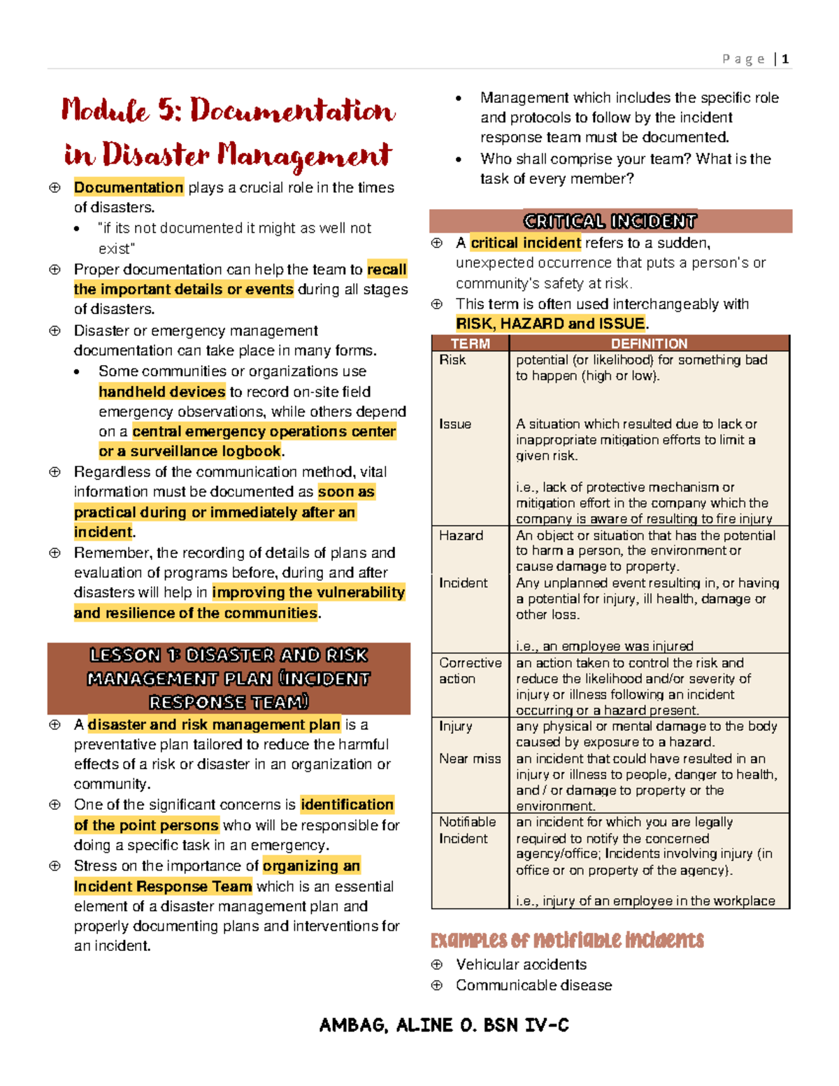 Module 5 Disaster Management: Importance of Documentation in ...