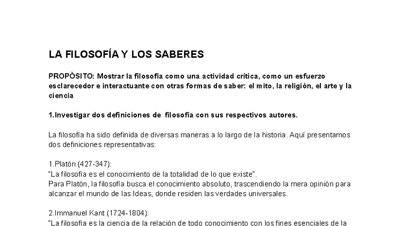 LA Filosofía y los Saberes: Reflexiones y Métodos Filosóficos - Studocu
