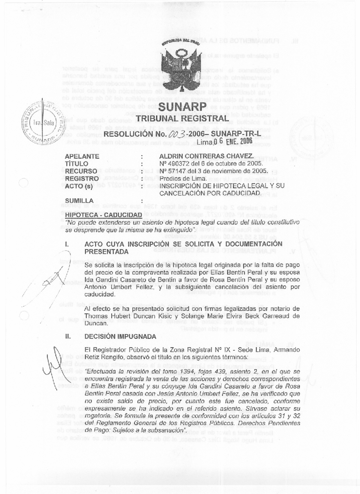 Resolución 003-2006- Sunarp-TR-L -:. :.:'.: ~ :;:,: ~:*; ~ (~>' 11'1:'1 ...