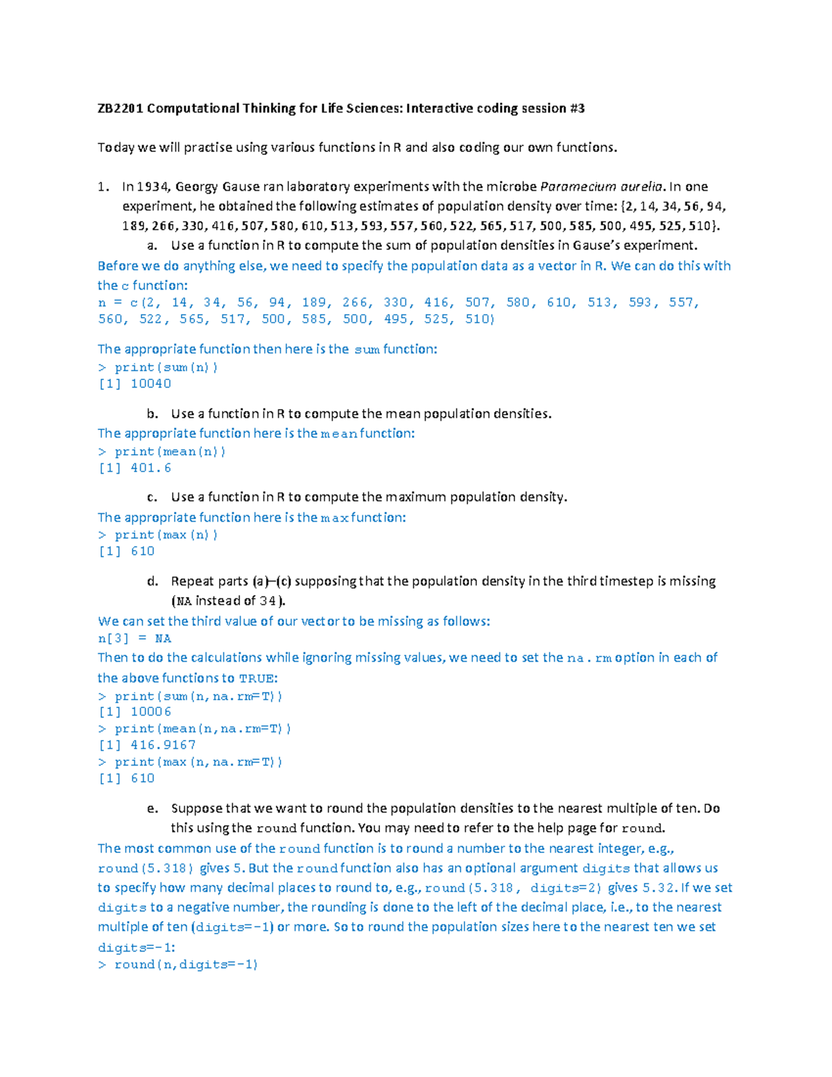 ZB2201 Computational Thinking: Week 3 Worksheet Solutions - Studocu