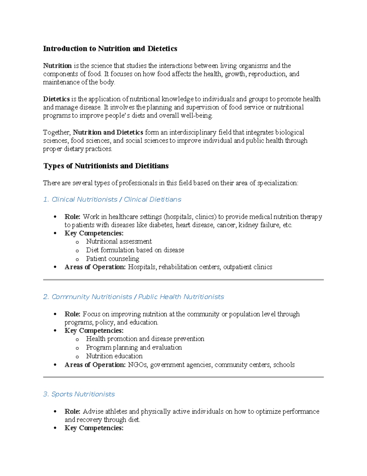 Introduction to Nutrition and Dietetics: Legal Aspects and Ethics - Studocu