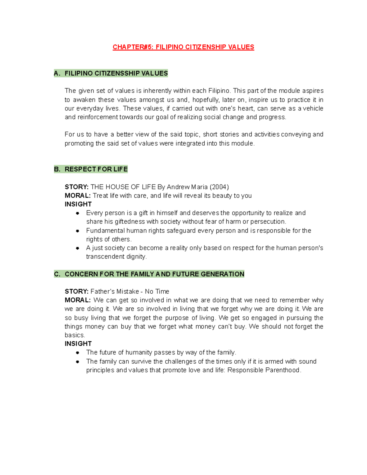 Chapter#5 Filipino Citizenship Values - CHAPTER#5: FILIPINO CITIZENSHIP ...