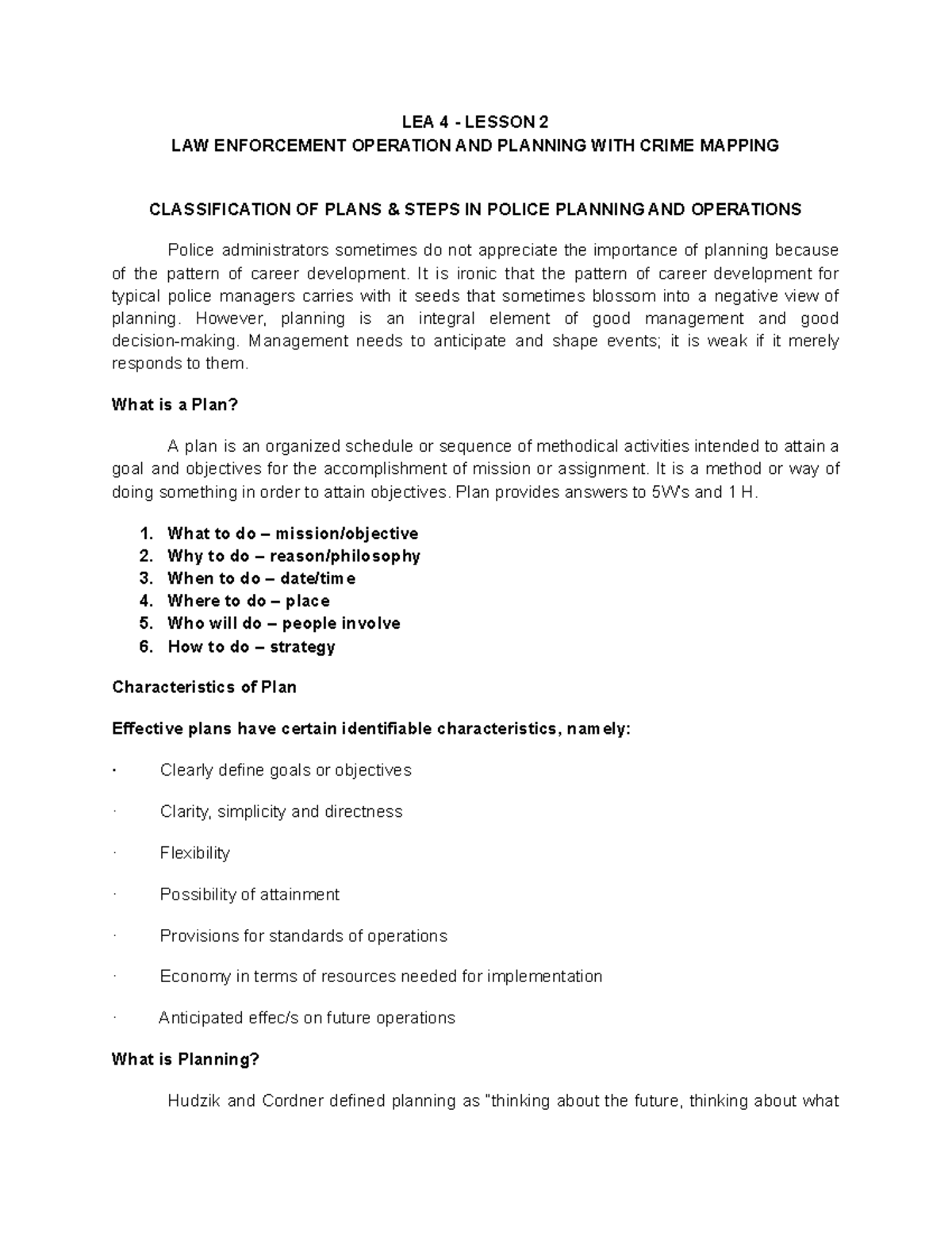 LEA 4 - Lesson 2: Effective Police Planning & Operations Through Crime ...