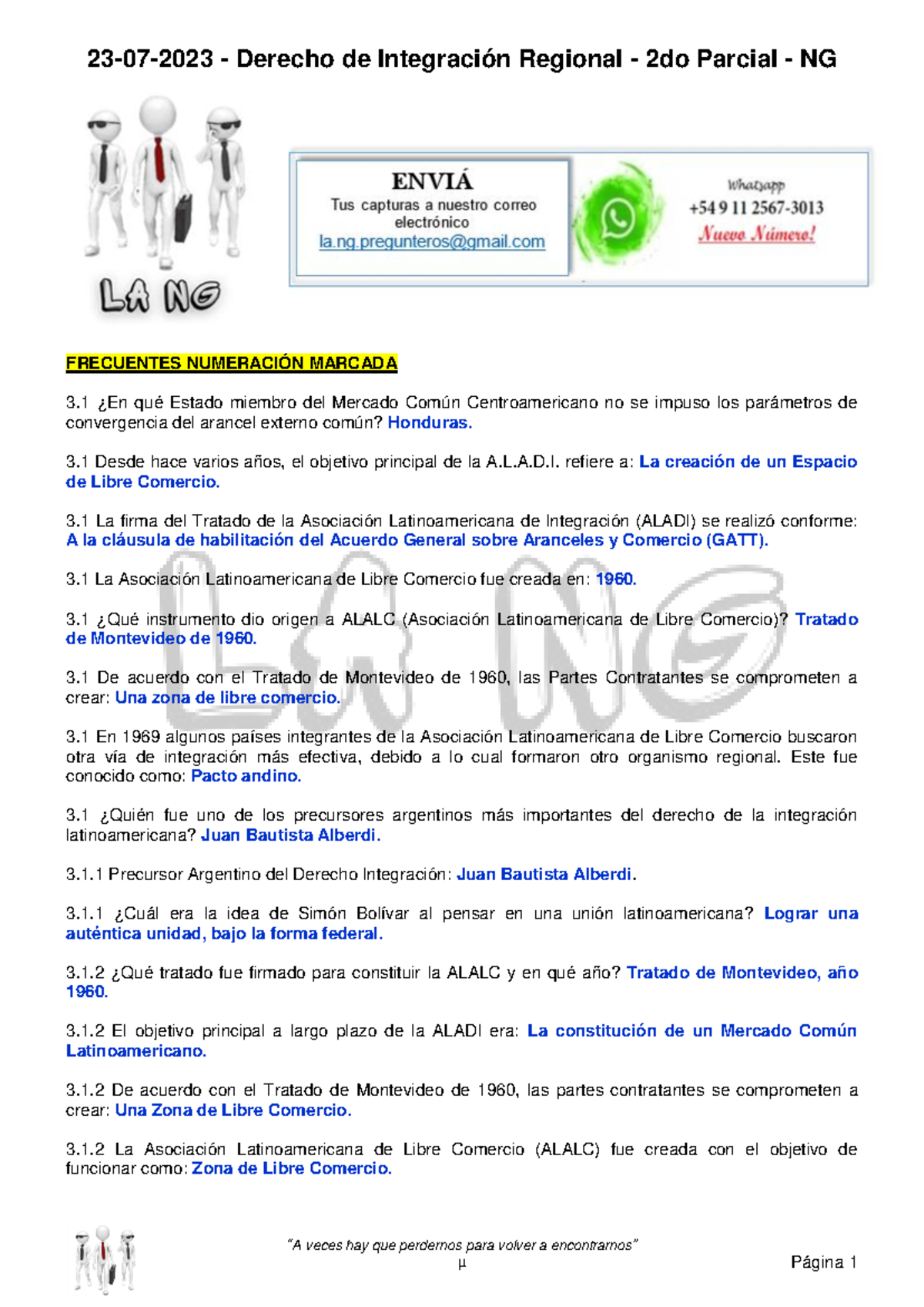 23 07 2023 Derecho de Integración Regional 2do Parcial - Resumen y ...