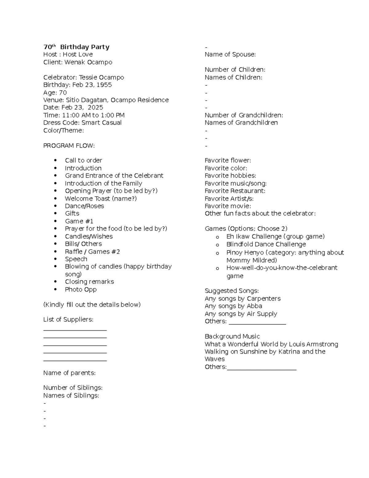 Wedding Program Flow: A Script for Celebration Events - Studocu