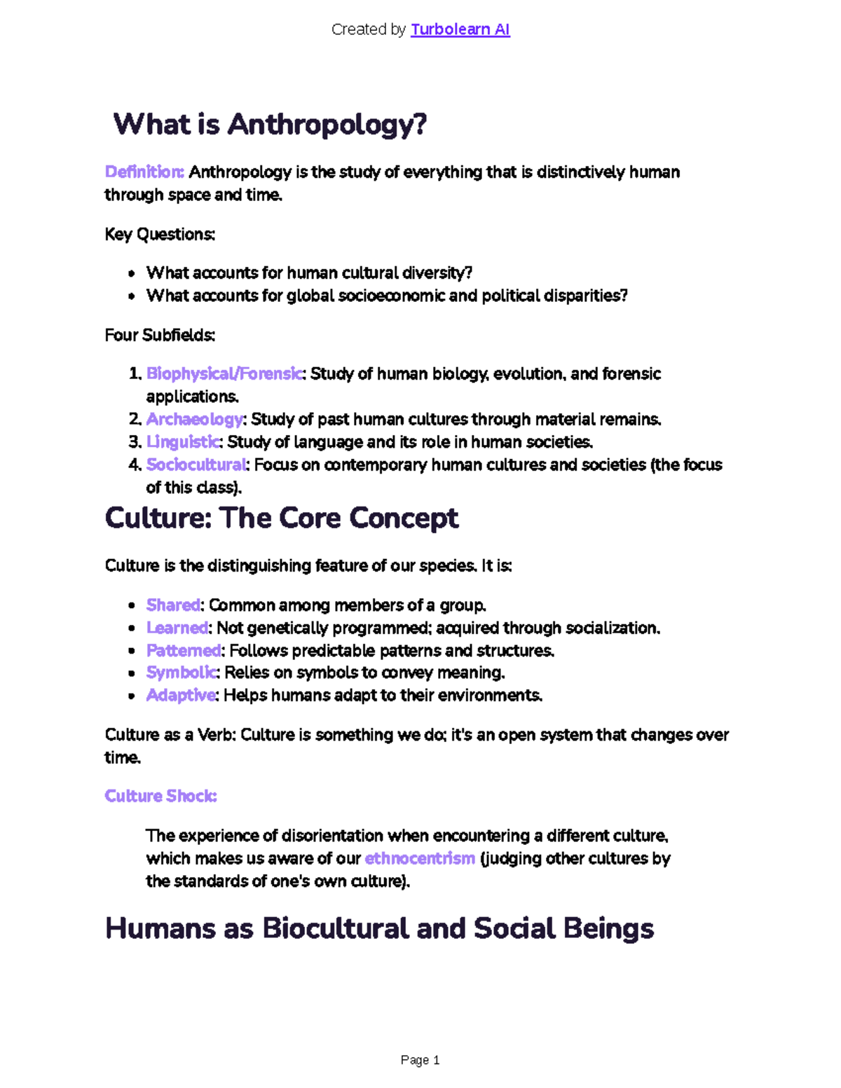 Introduction to Anthropology and Culture: Core Concepts and Methods ...