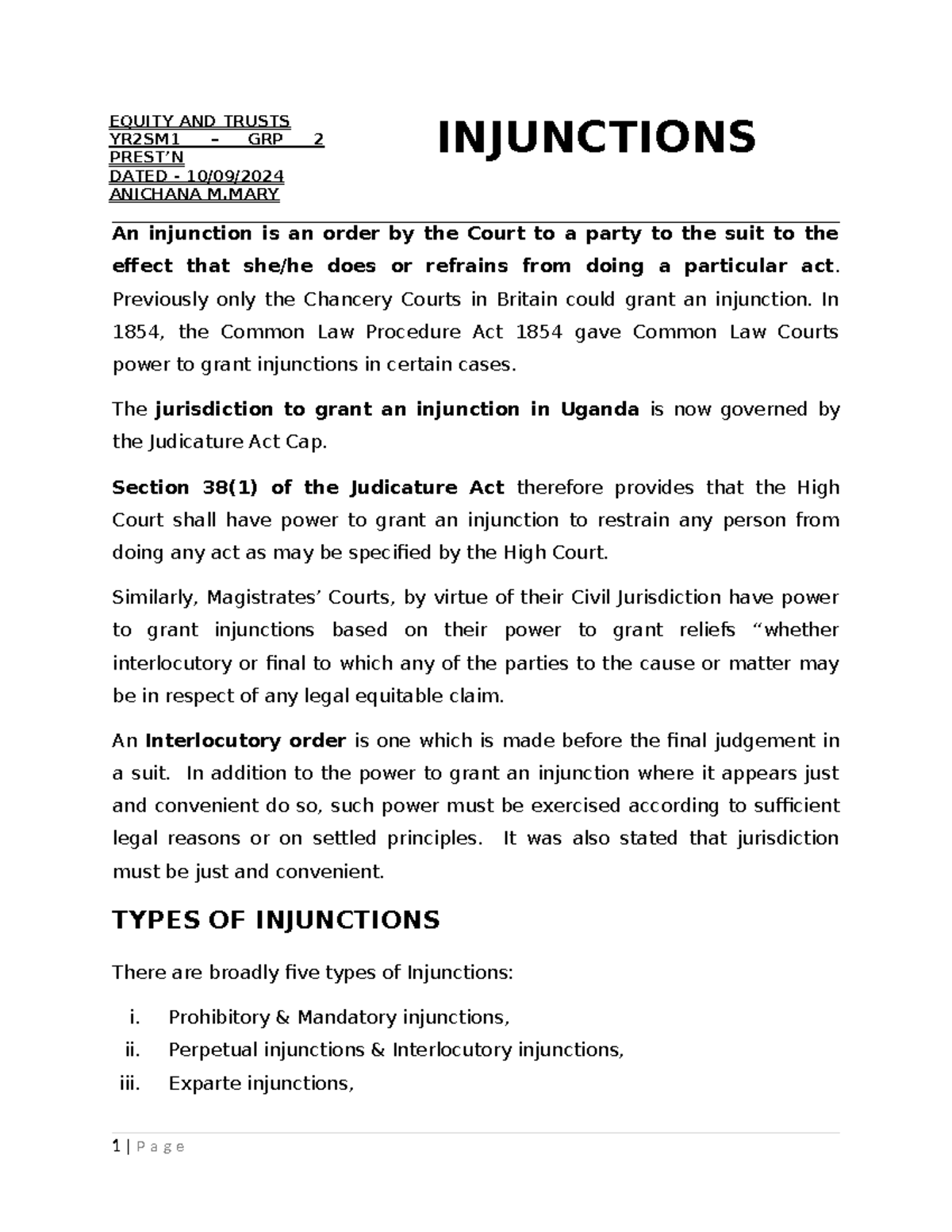 Injunctions: Comprehensive Research on Types & Legal Framework (YR2SM1 ...
