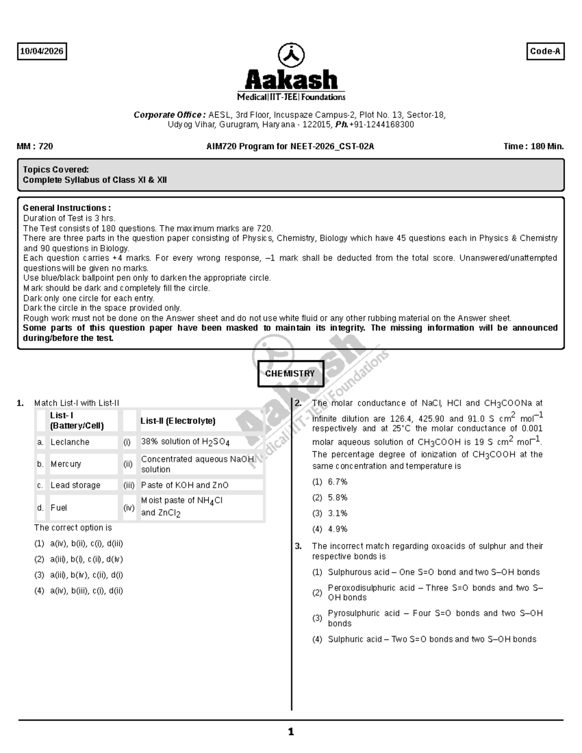 CST 02 A QP - Comprehensive Class XI & XII Syllabus Test Guide - Studocu