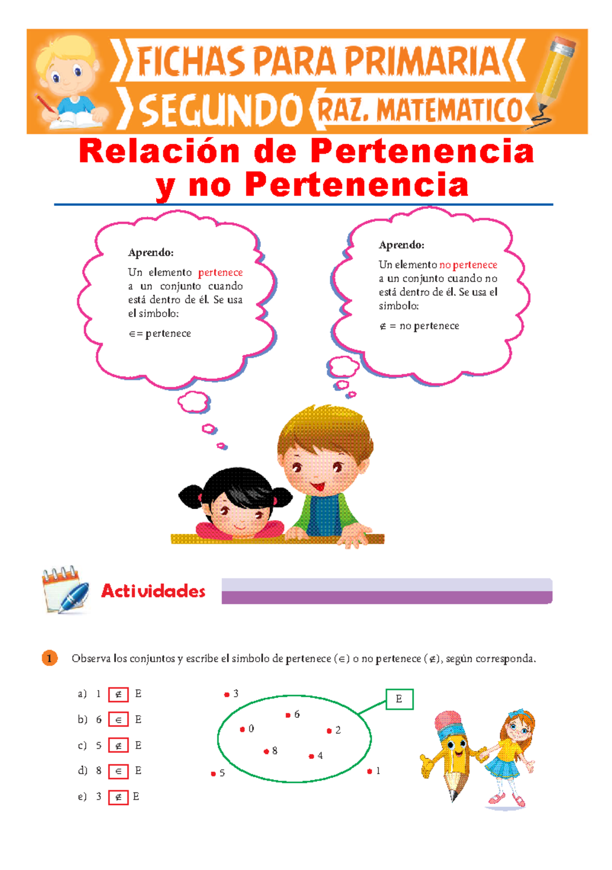 Pertenece o No Pertenece para Segundo de Primaria - Actividades y ...